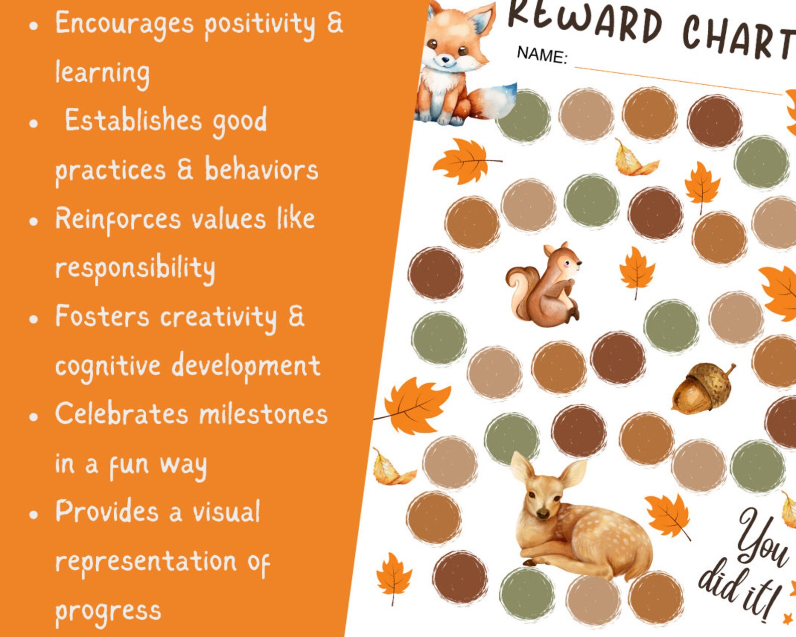 Forest Animals Reward Chart: Fall Behavior Tracker (printable PDF) - Etsy