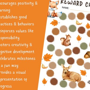Fall Reward Chart for Kids, Forest Animals Reward Chart, Sticker Chart ...