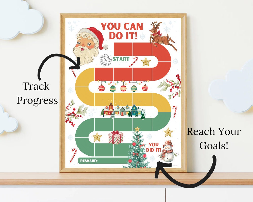 Printable Santa Reward Chart, Kids Christmas Reward Chart, Holiday Star ...