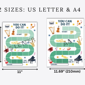 Musical Instrument Reward Chart – Piano & Violin Sticker Chart, Music ...