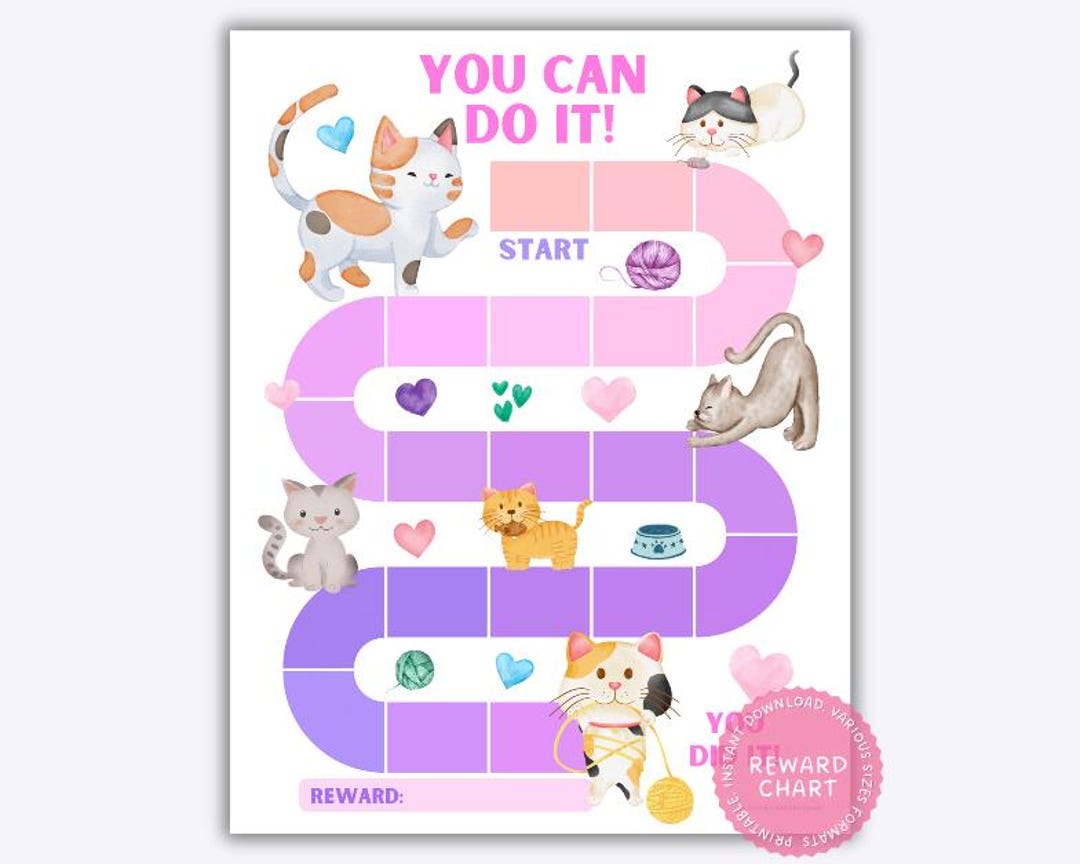 Kitty Cat Reward Chart - Girls Potty Training Sticker Chart - Printable ...