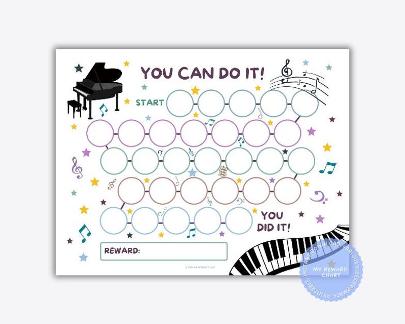 Printable Piano Practice Reward Chart (PDF, PNG, JPG) - Etsy