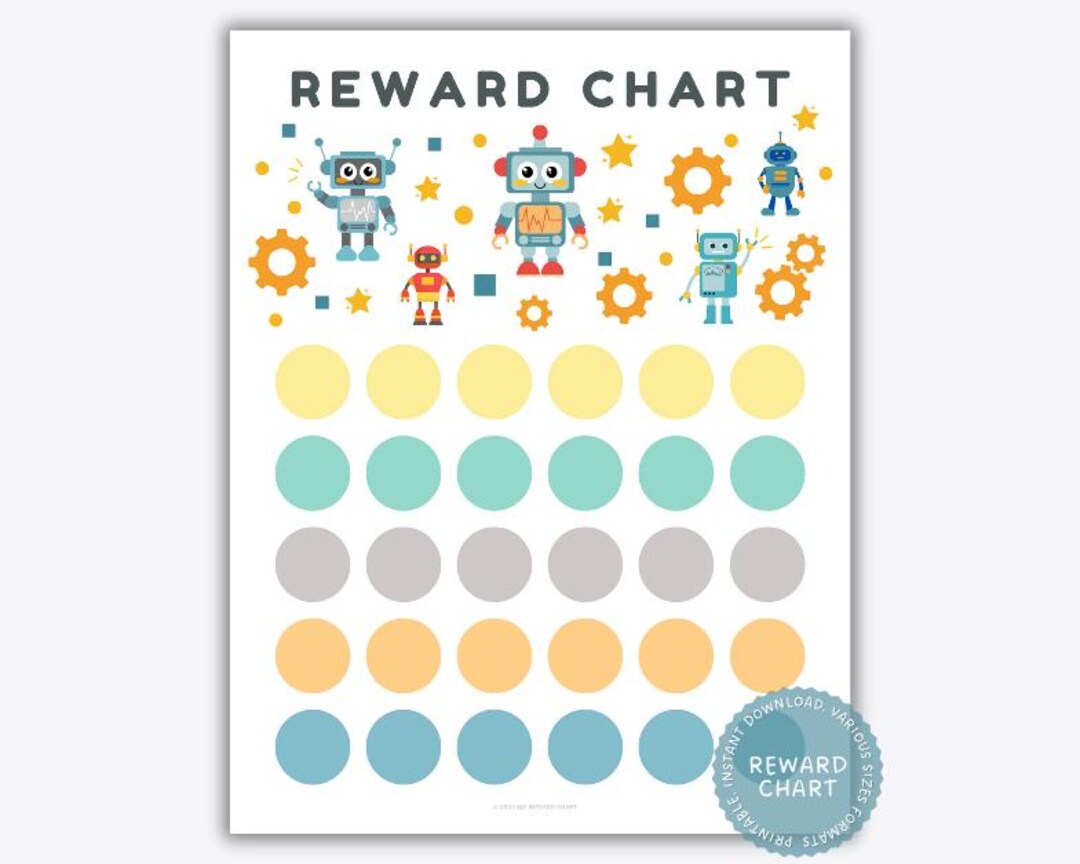 Robot Sticker Chart for Toddlers – Printable Behavior Tracker, Kids ...