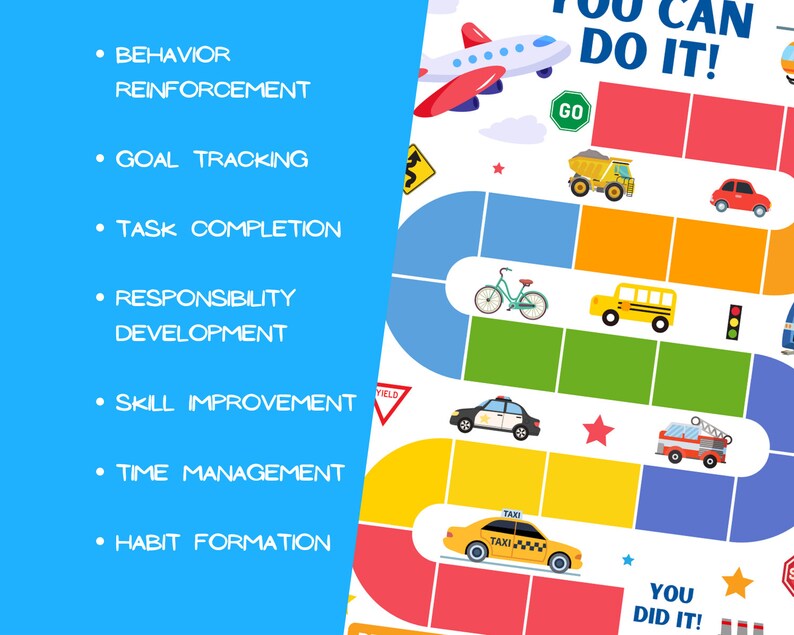 Vehicle Reward Chart Kids Printable, Kids Reward Chart, Potty Training ...