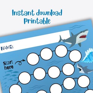 Shark Reward Chart: Kids Behavior & Potty Training (printable Download ...