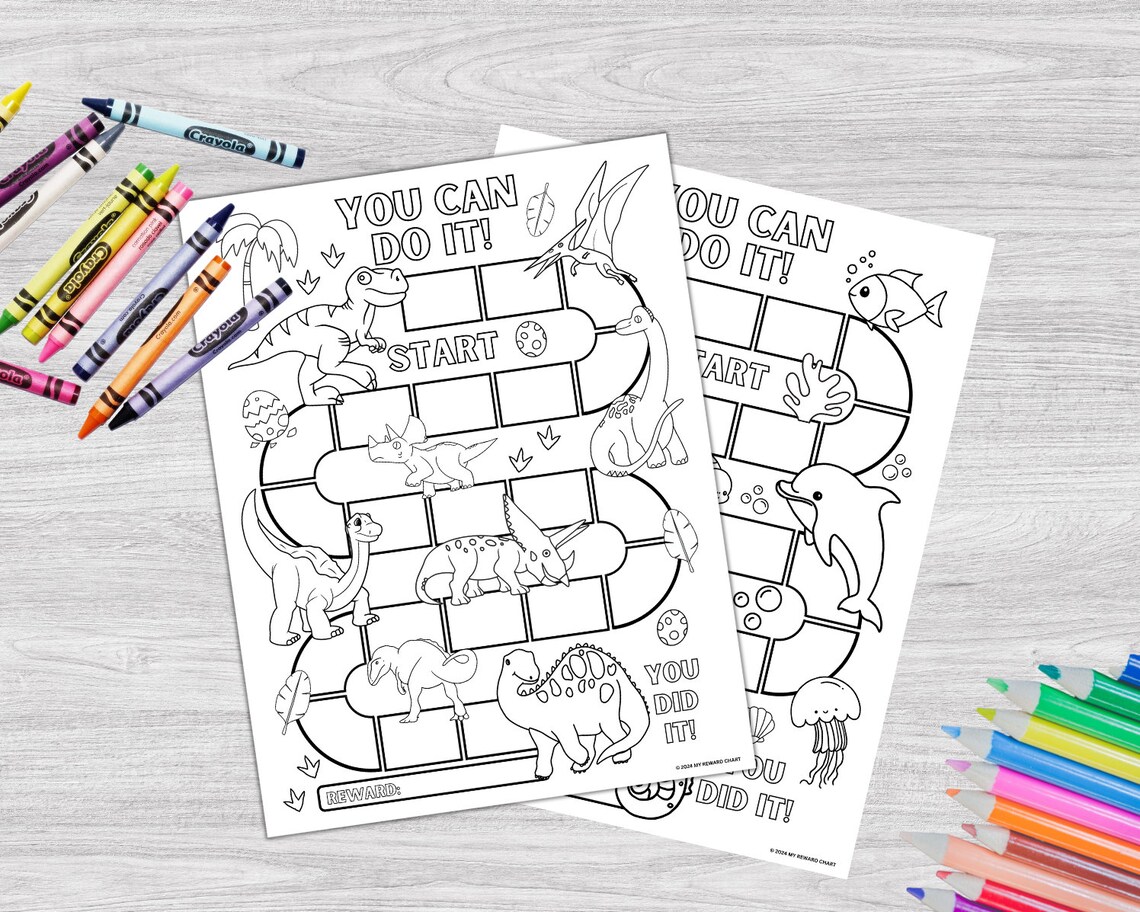 Printable Coloring Reward Chart Bundle: Kids' Habit Tracker (digital ...