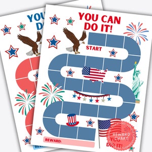Printable Patriotic Reward Chart, 4th of July Sticker Chart for Kids ...