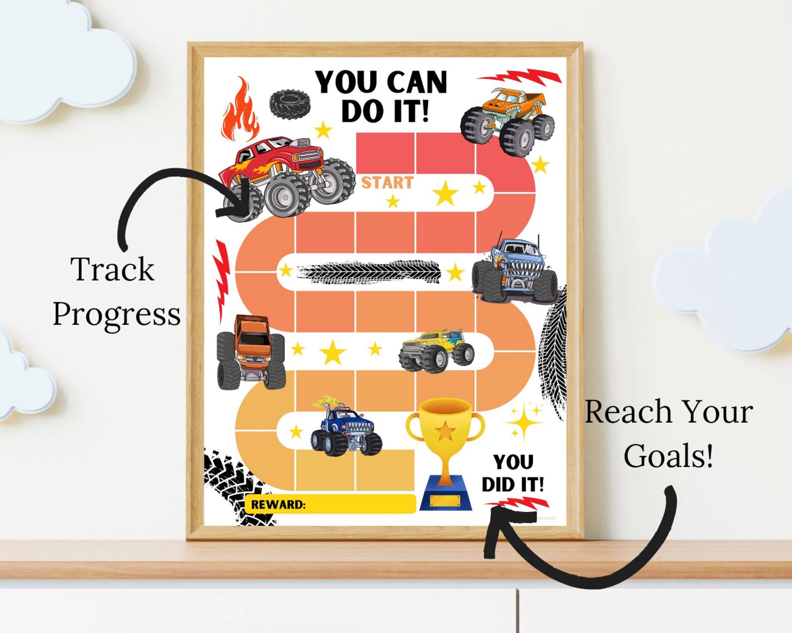 Monster Truck Reward Chart: Kids Behavior, Chore Chart (digital ...