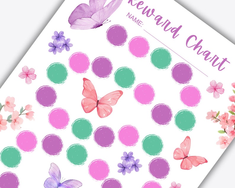 Butterfly Reward Chart, Spring Reward Chart, Printable Potty Training ...