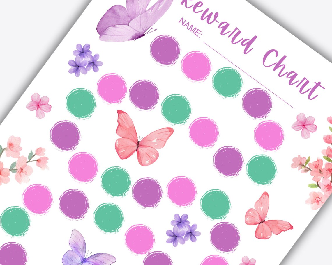 Butterfly Reward Chart, Spring Reward Chart, Printable Potty Training ...