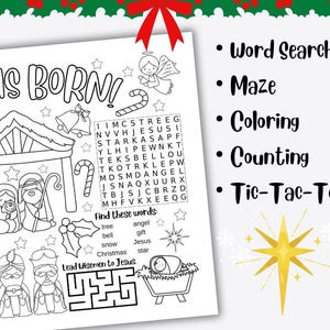 Christmas Nativity Activity Placemat: Kids Coloring Page (PDF) - Etsy