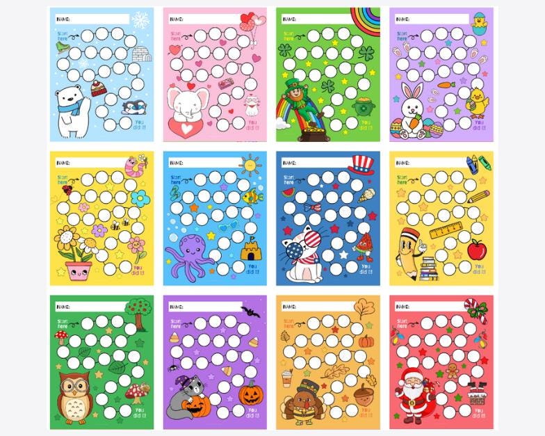 Monthly Reward Charts Bundle: Kids' Behavior Tracker (PDF) - Etsy