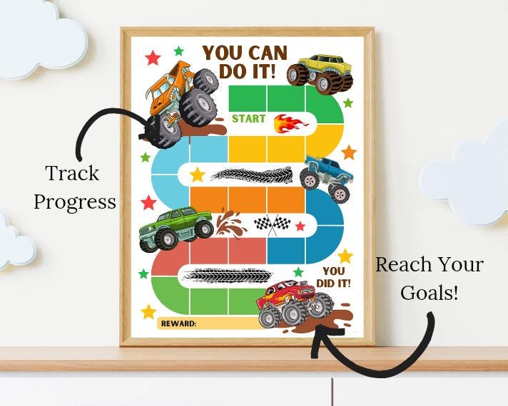 Monster Truck Reward Chart: Potty Training, Behavior Incentive, Habit ...