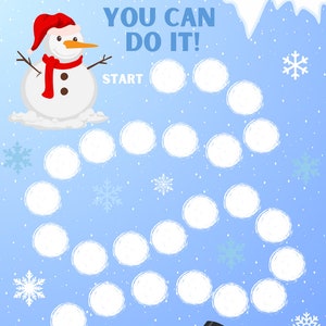 Reward Chart Kid Printable, Snowman Sticker Chart, Winter Reward Chart ...