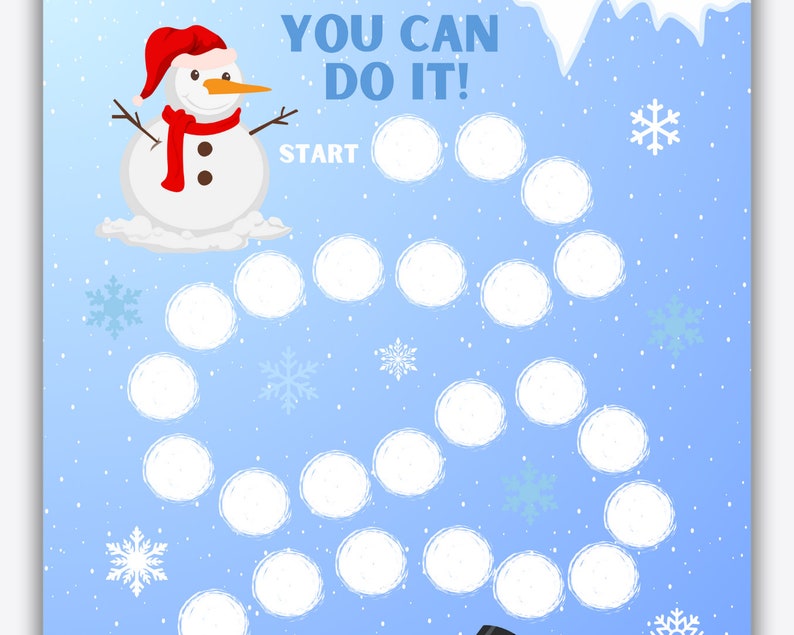 Reward Chart Kid Printable, Snowman Sticker Chart, Winter Reward Chart ...