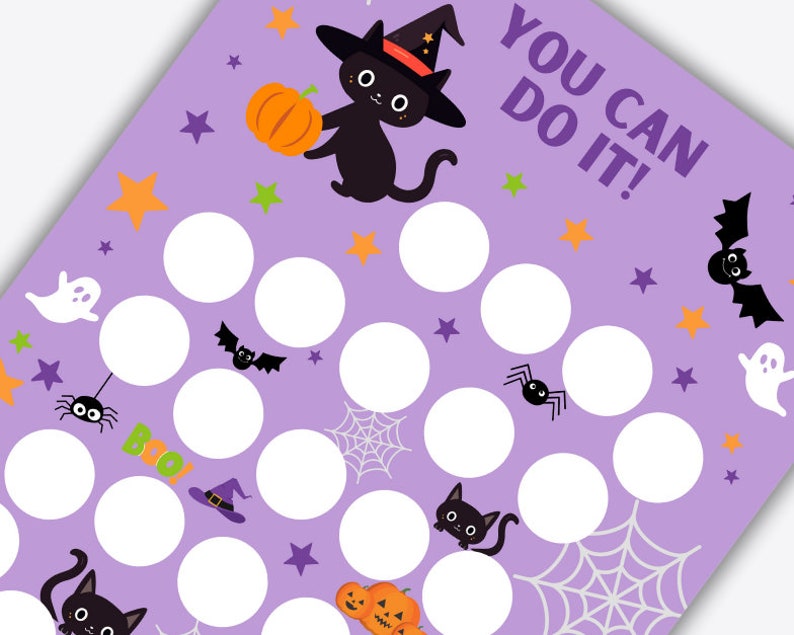 Halloween Cat Reward Chart: Spooky Kids Printable (PDF) - Etsy