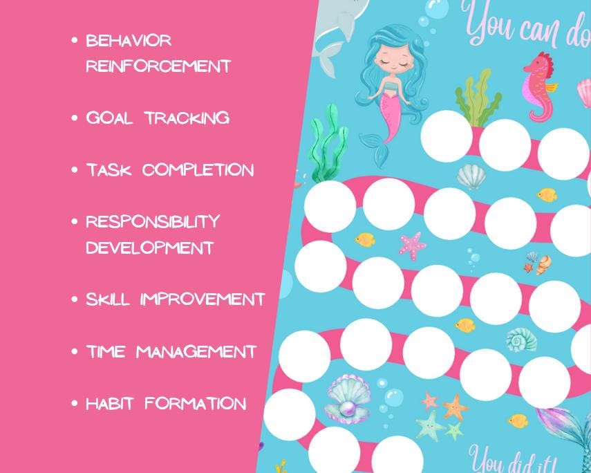 Star Chart For Children Mermaid Reward Chart For Kids | Behavior Chart ...