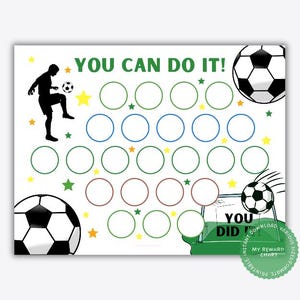Soccer Reward Chart for Boys, Behavior Chart, Kids Sticker Chart, Goal ...