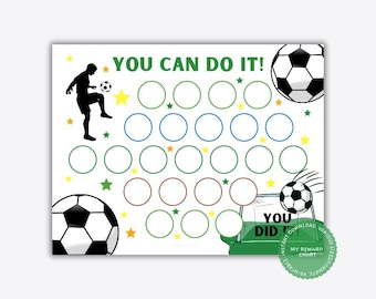 Soccer Reward Chart for Boys, Behavior Chart, Kids Sticker Chart, Goal ...