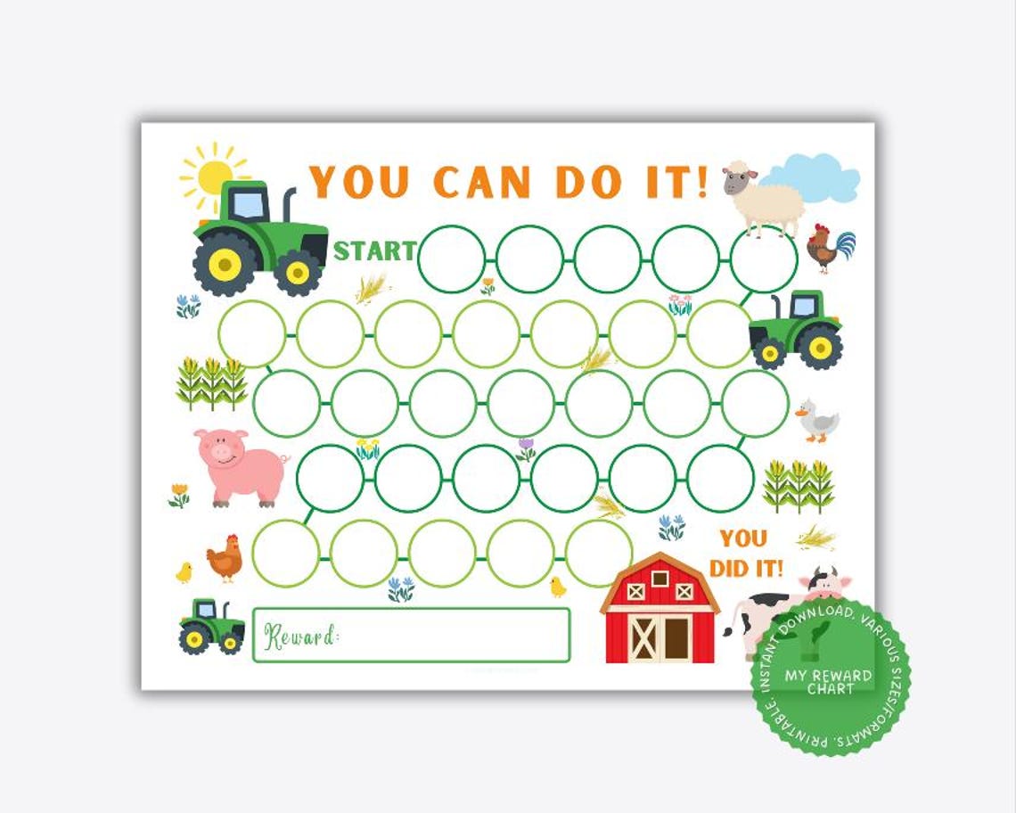 Tractor Reward Chart Printable: Farm Behavior Tracker (digital Download ...