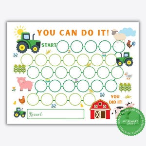 Reward Chart Printable, Tractor Reward Chart, Kids Behavior Chart ...