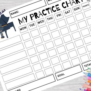 Printable Piano Practice Reward Chart, Piano Practice Chart, Reward ...