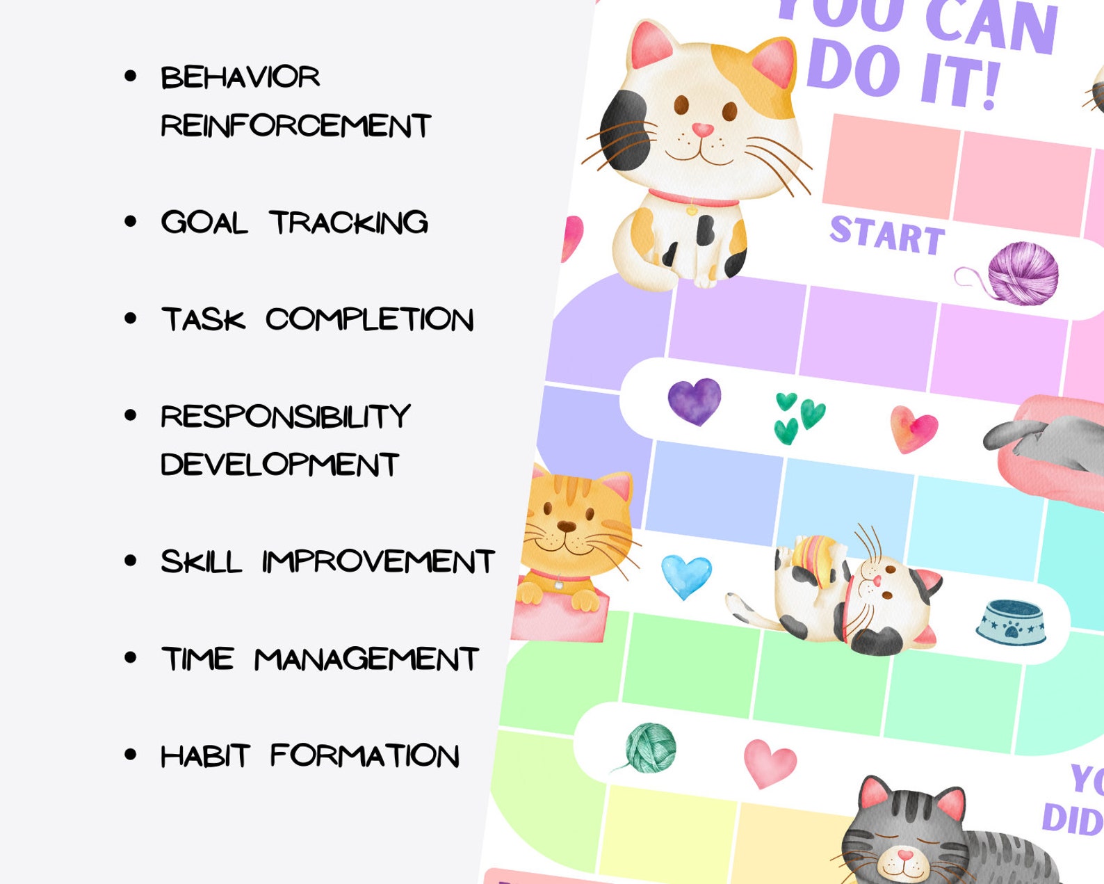 Printable Cat Reward Chart, Potty Training Chart, Kids Reward Chart ...