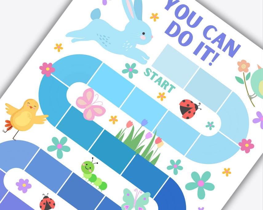 Printable Spring Reward Chart for Kids Bunny Sticker Chart Preschool ...
