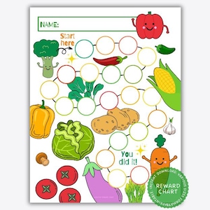 Printable Reward Chart, Veggie Reward Chart, Reward Chart Kids ...
