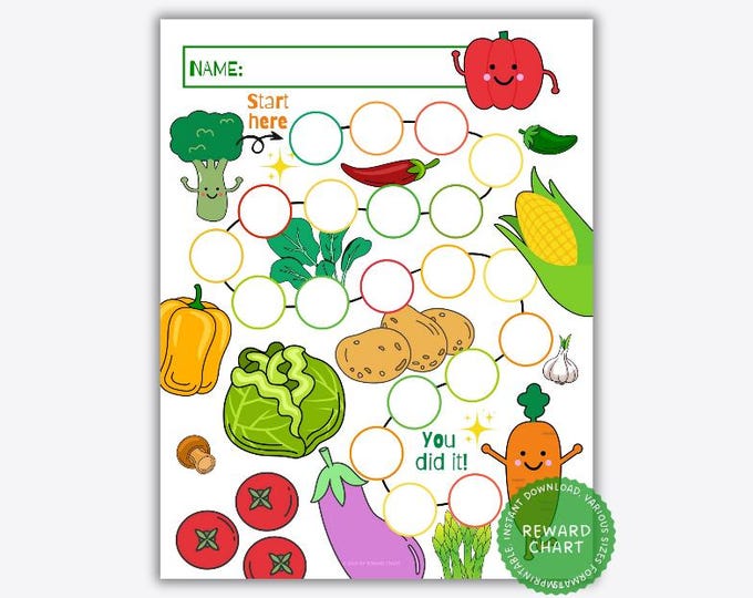 Printable Veggie Reward Chart: Kids & Adults (PDF, PNG, JPG) - Etsy