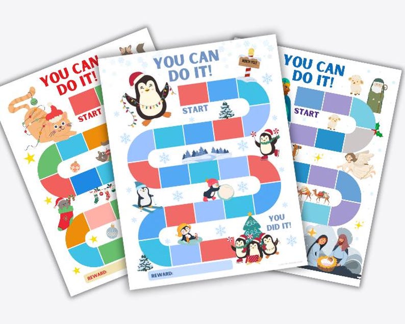 Christmas Reward Chart Bundle, Holiday Kids Sticker Chart Printable ...