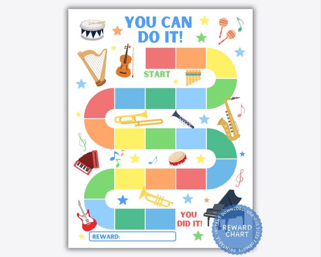 Music Practice Reward Chart, Kids Sticker Chart, Instrument Star Chart ...