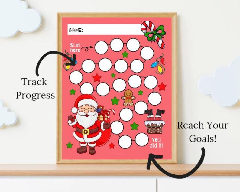 Santa Christmas Reward Chart: Printable Habit Tracker (digital Download ...