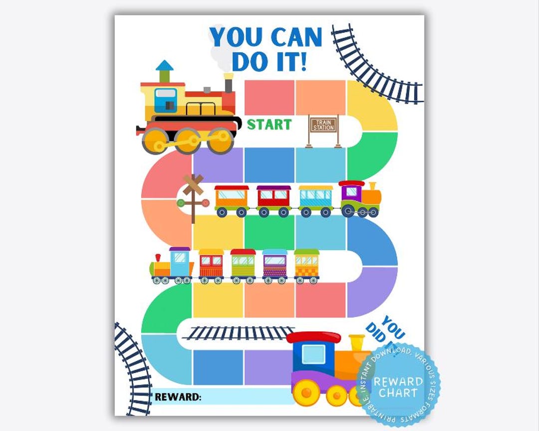 Train Reward Chart for Kids – Printable Sticker Chart, Toddler Behavior ...