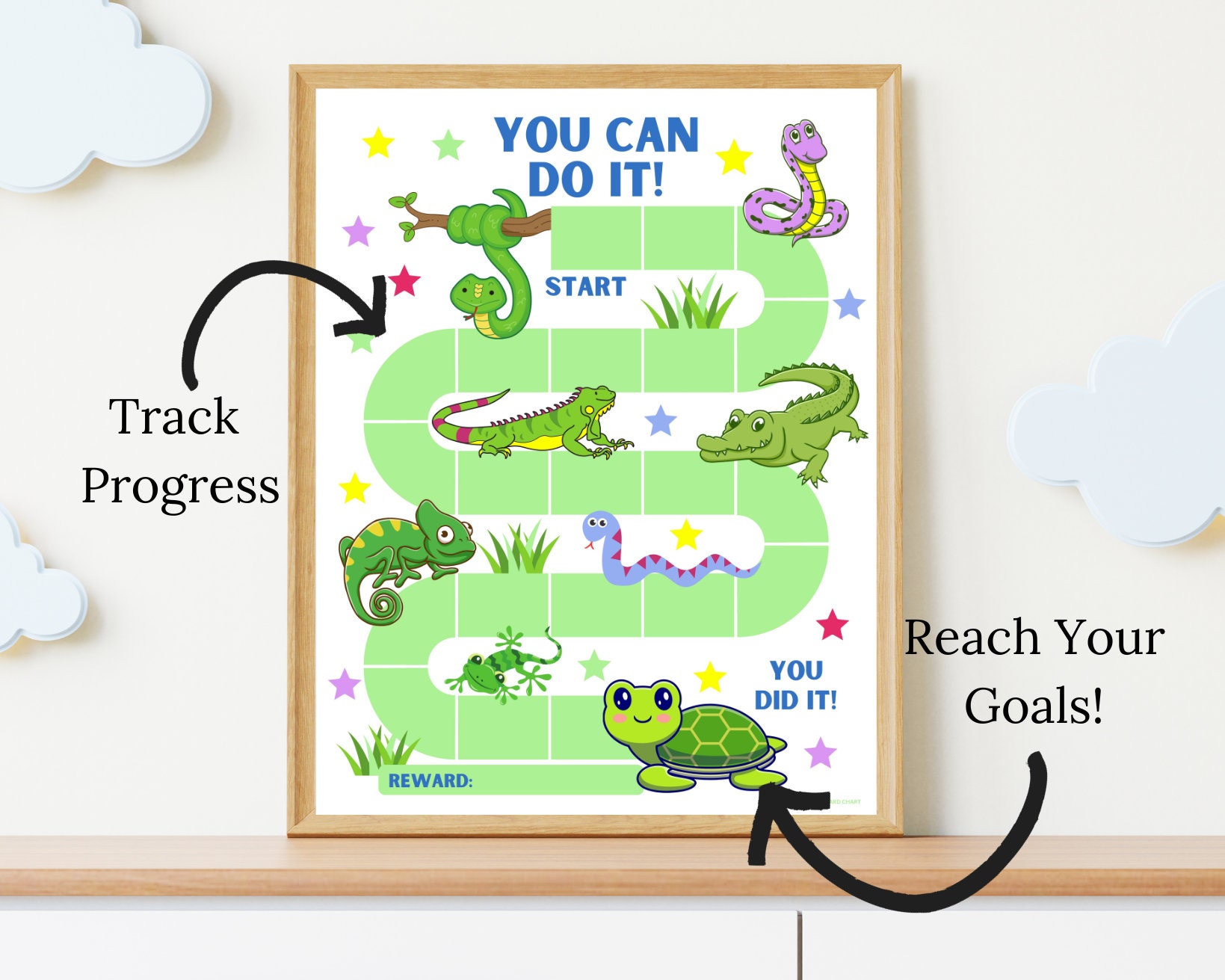 Printable Reward Chart, Reptile Potty Training Chart, Kids Reward Chart ...