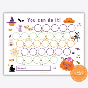 Halloween Reward Chart, Printable Kids Reward Chart, Spooky Sticker ...