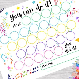 Music Sticker Chart, Music Reward Chart, Practice Log, Kids Reward ...