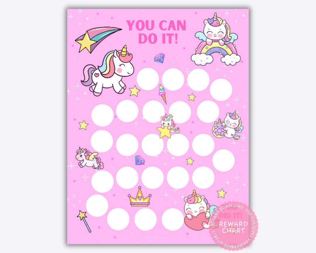 Unicorn Reward Chart Printable, Girls Sticker Chart, Potty Training ...
