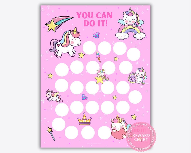 Unicorn Reward Chart Printable, Girls Sticker Chart, Potty Training ...