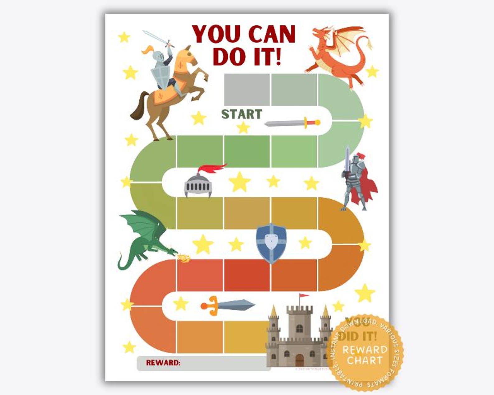 Medieval Knight Reward Chart: Kids Chore & Habit Tracker (printable PDF ...