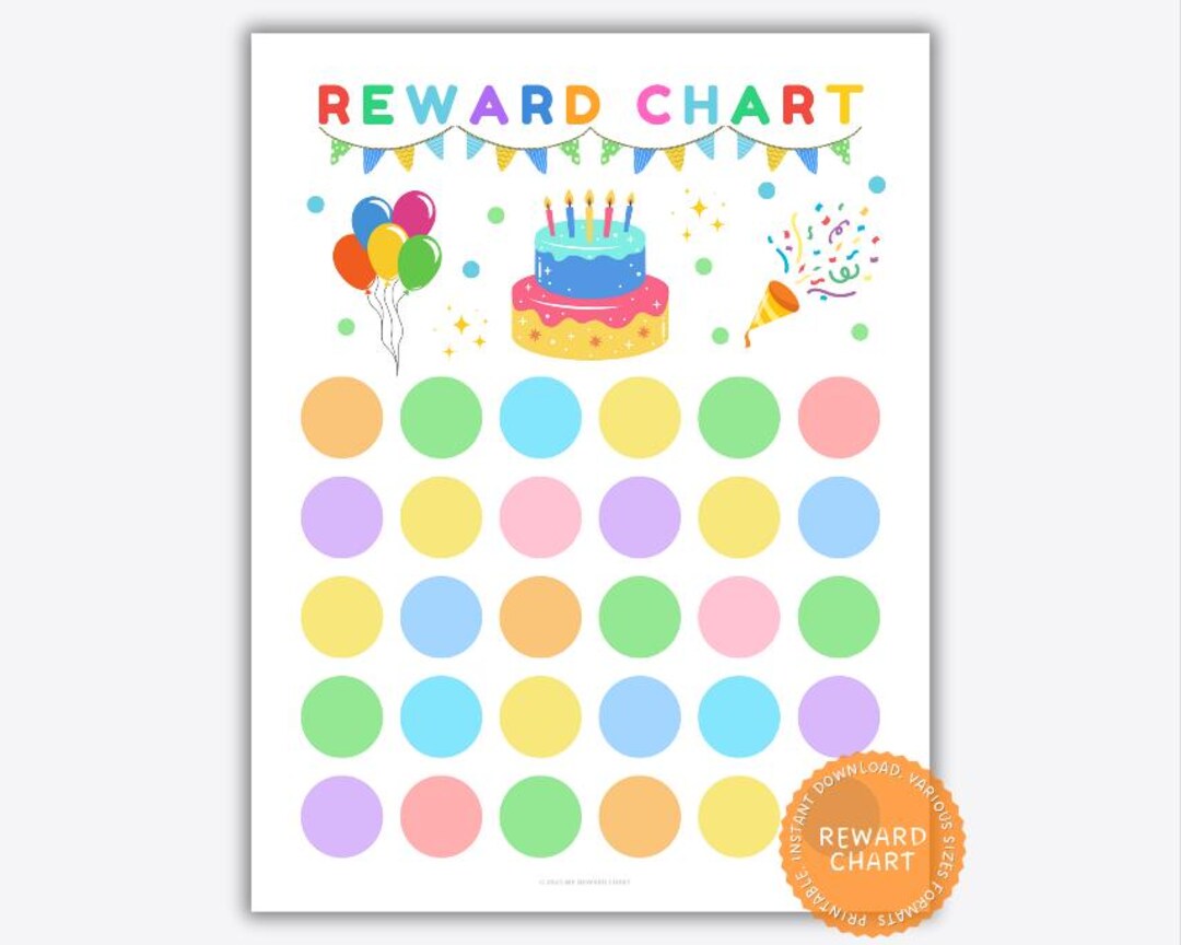 Birthday Party Reward Chart, Sticker Chart, Behavior Chart, Preschool ...