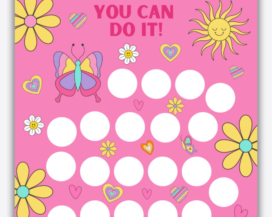 Printable Flower Reward Chart for Girls, Groovy Reward Chart, Flower ...