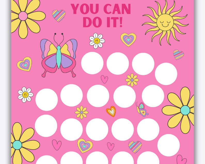 Printable Flower Reward Chart for Girls, Groovy Reward Chart, Flower ...