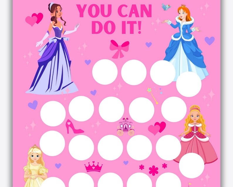 Princess Sticker Chart Printable, Kids Reward Chart, Behaviour Chart ...