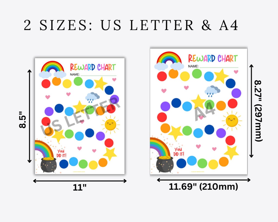 Reward Chart Printable, Rainbow Reward Chart, Potty Training Chart ...