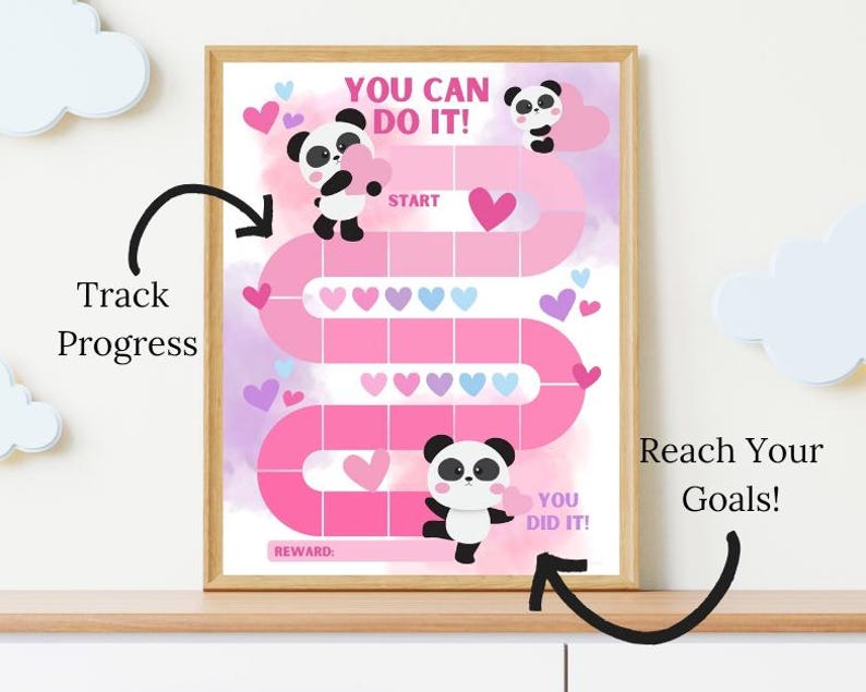 Valentine Panda Reward Chart: Kids' Good Behavior Tracker (digital ...