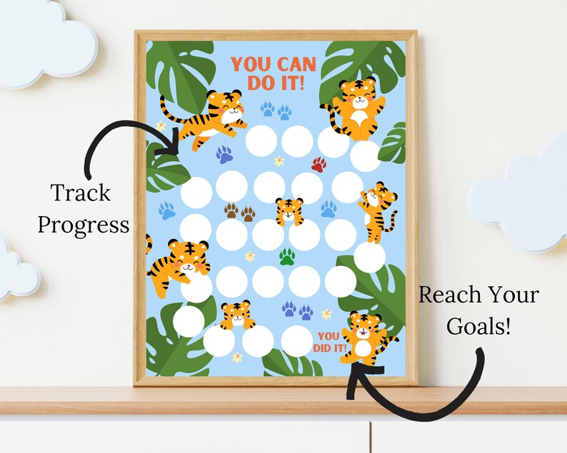 Tiger Sticker Chart Printable, Tiger Reward Chart, Wild Animal Potty ...