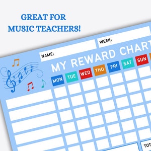 Printable Music Reward Chart, Music Practice Chart, Kids Reward Chart ...