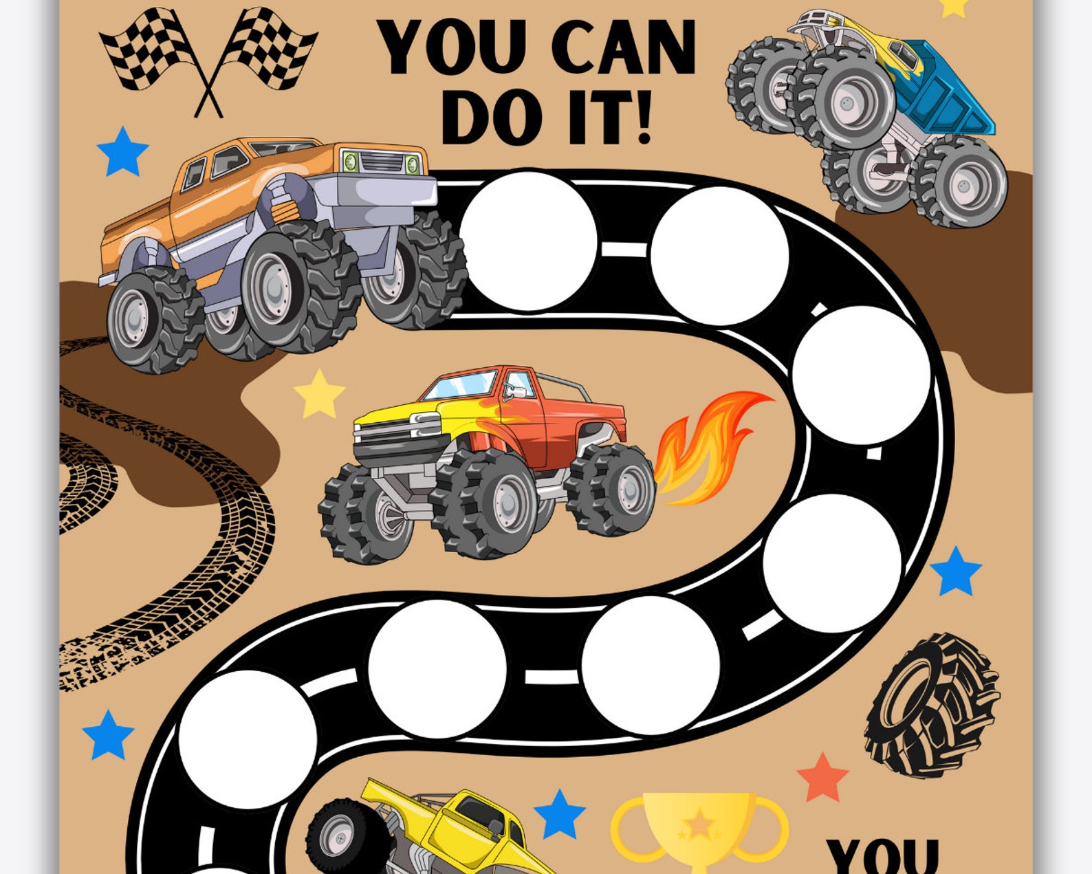 Printable Monster Truck Behavior Chart for Boys: Potty Training, Chores ...