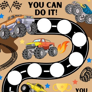 Printable Monster Truck Behavior Chart for Boys: Potty Training, Chores ...